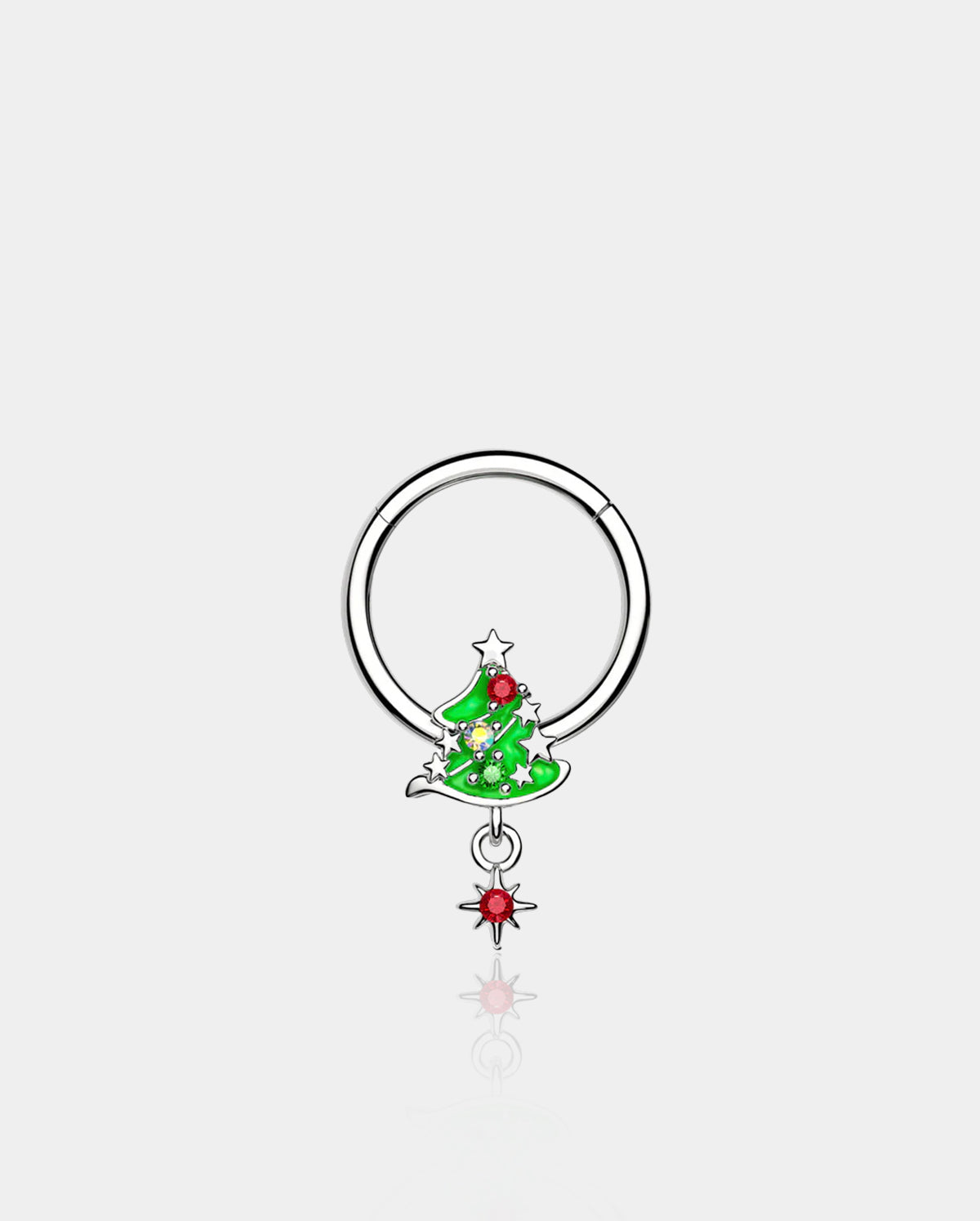Oufer 16G Christmas Themed Tree Septum Jewelry Hinged Dangle Septum Ring