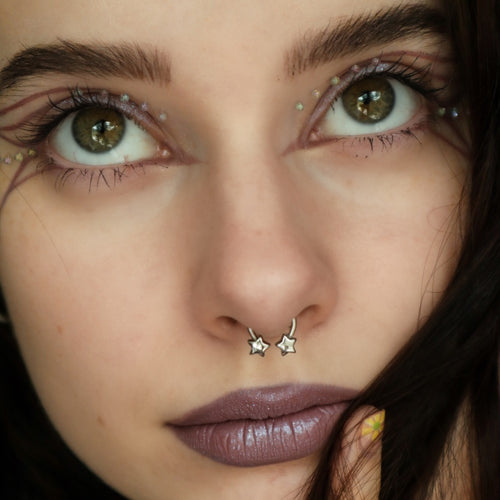 18 Gauge Septum Horseshoe Star Septum Ring