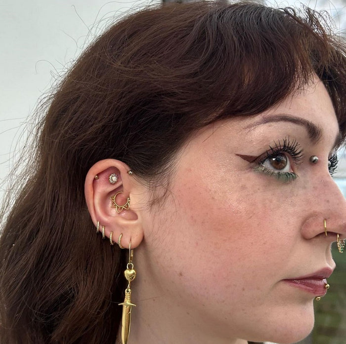 16G Titanium Labret Stud Opal Vertical Labret Jewelry