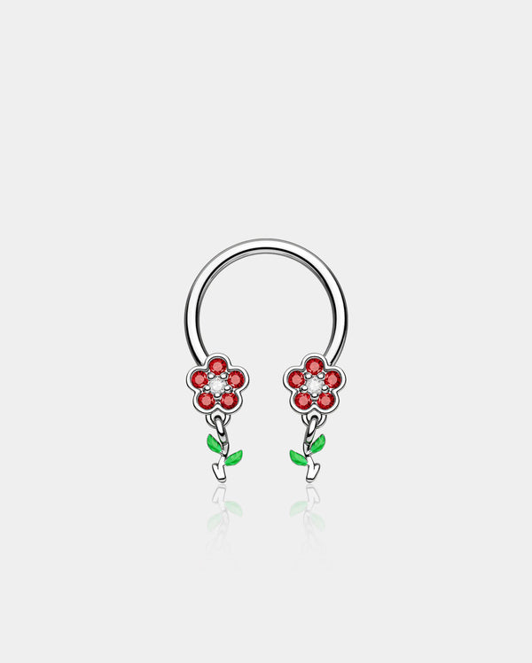 OUFER Red Flower Septum Ring
