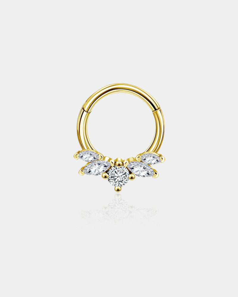 16G Crown Septum Ring Hinged Segment Hoop