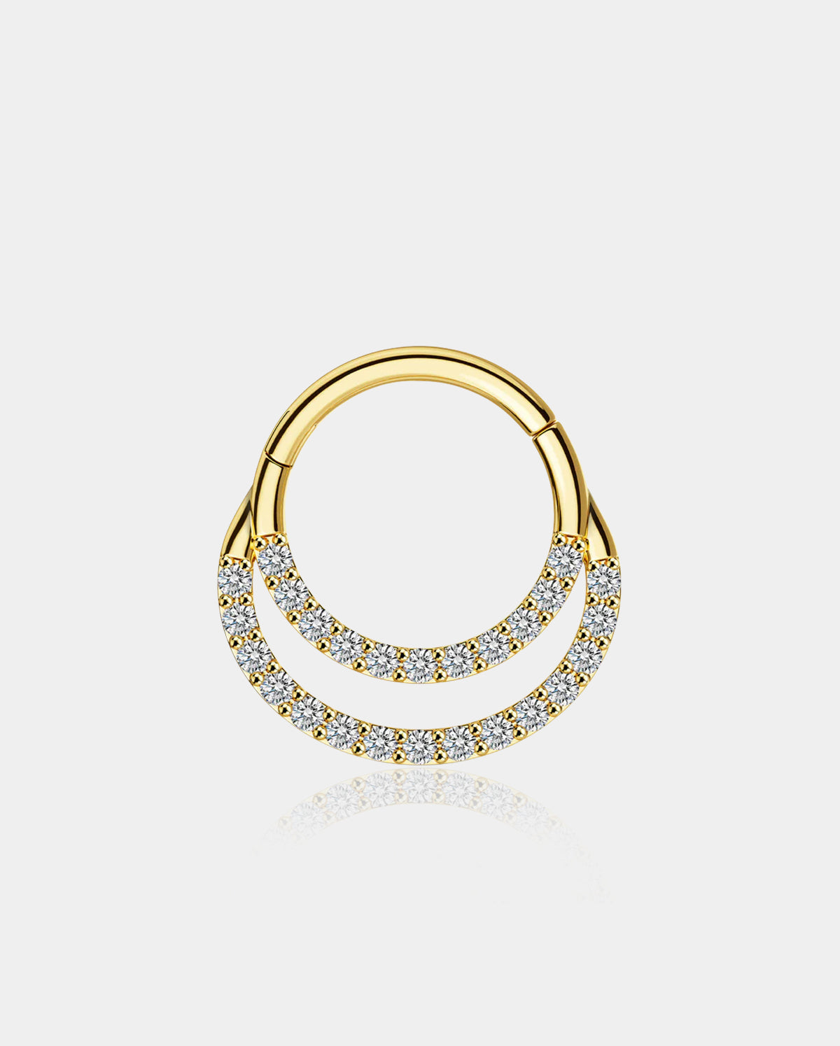 Micro Gems Double Hoop 14K Gold Septum Ring