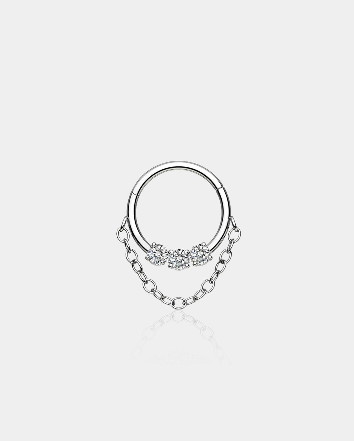 16G Hinged Segment CZ Chain Septum Ring