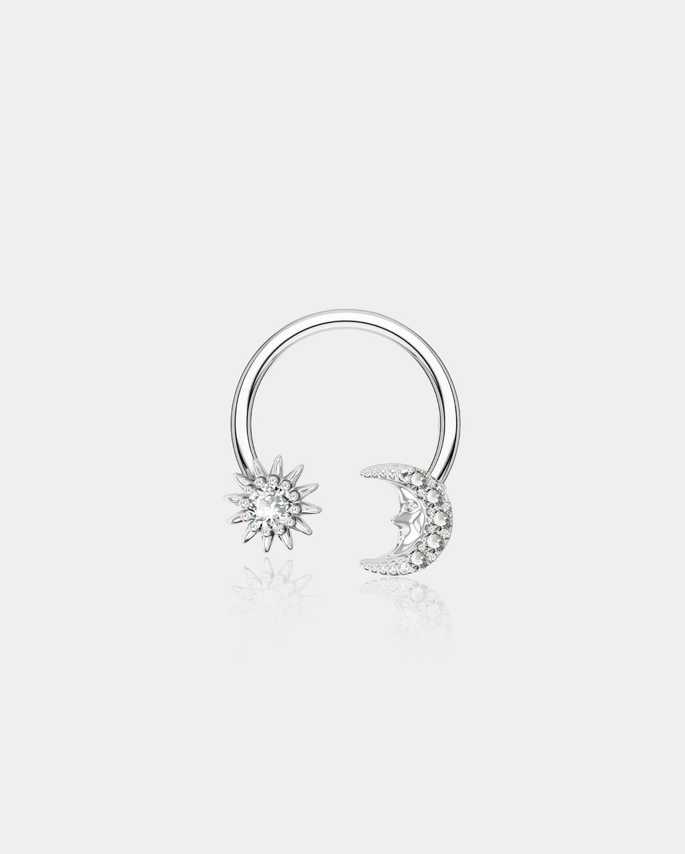 Sun and Moon Septum Ring Diamond Septum Horseshoe