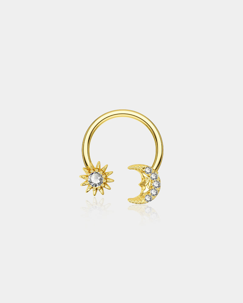 Sun and Moon Septum Ring Diamond Septum Horseshoe