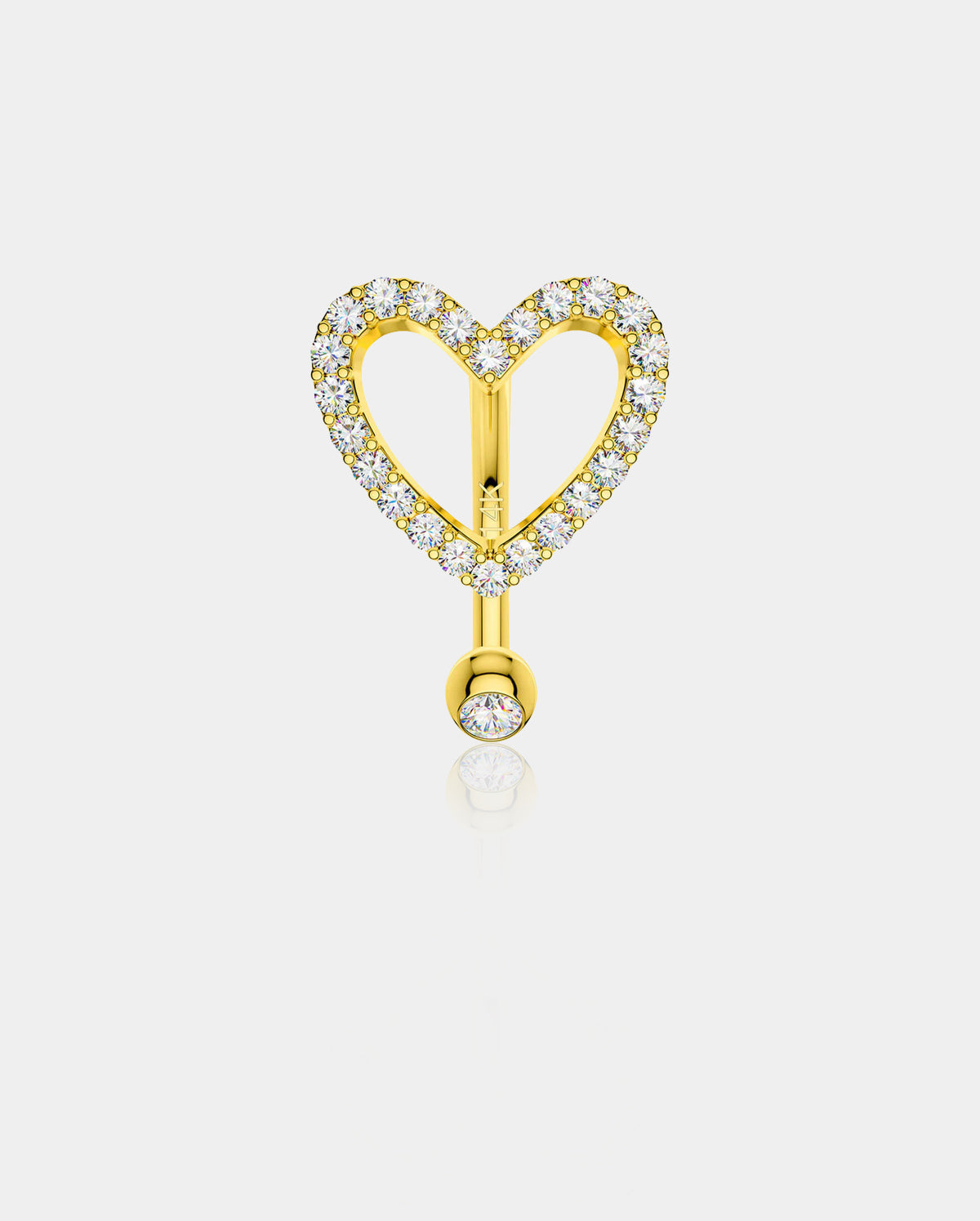 14G Heart Top Mount Belly Ring 14K Gold Belly Button Piercing