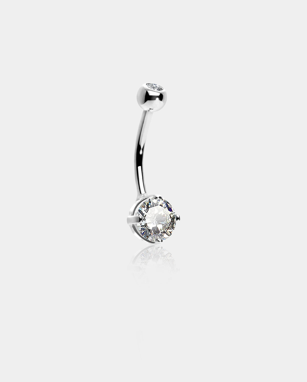 White Gold Belly Ring CZ Real Gold Belly Button Rings 14G Belly Button ...