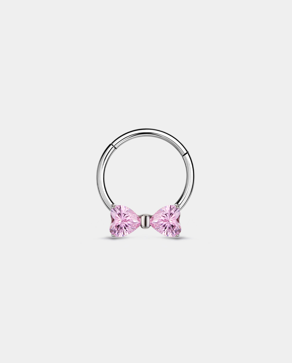 Pink CZ Bow Titanium Septum Ring