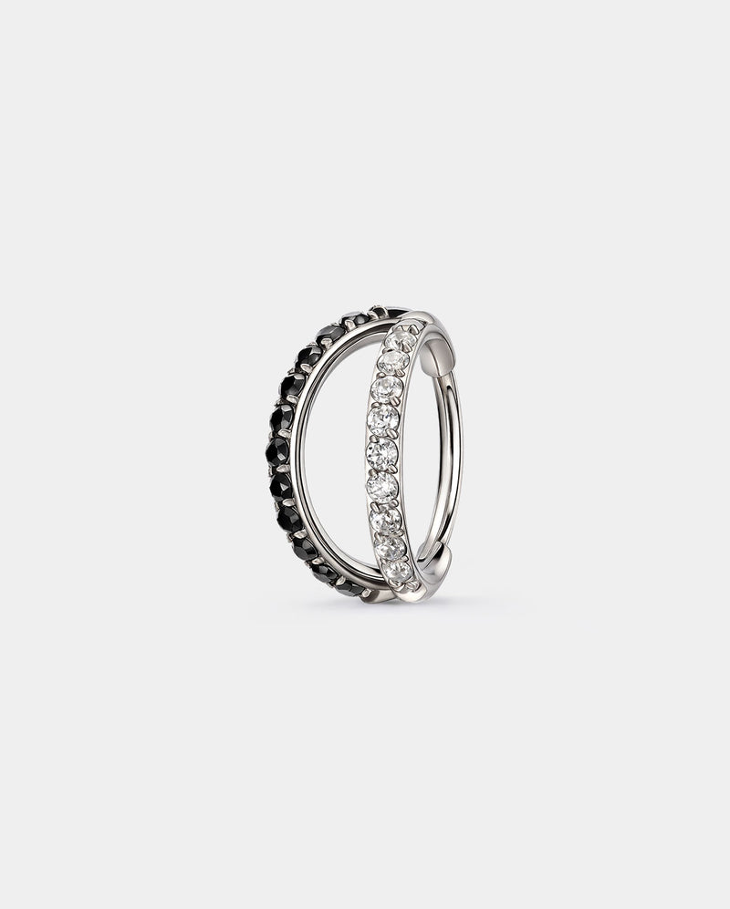 Black & Clear CZ Double Row Nose Ring