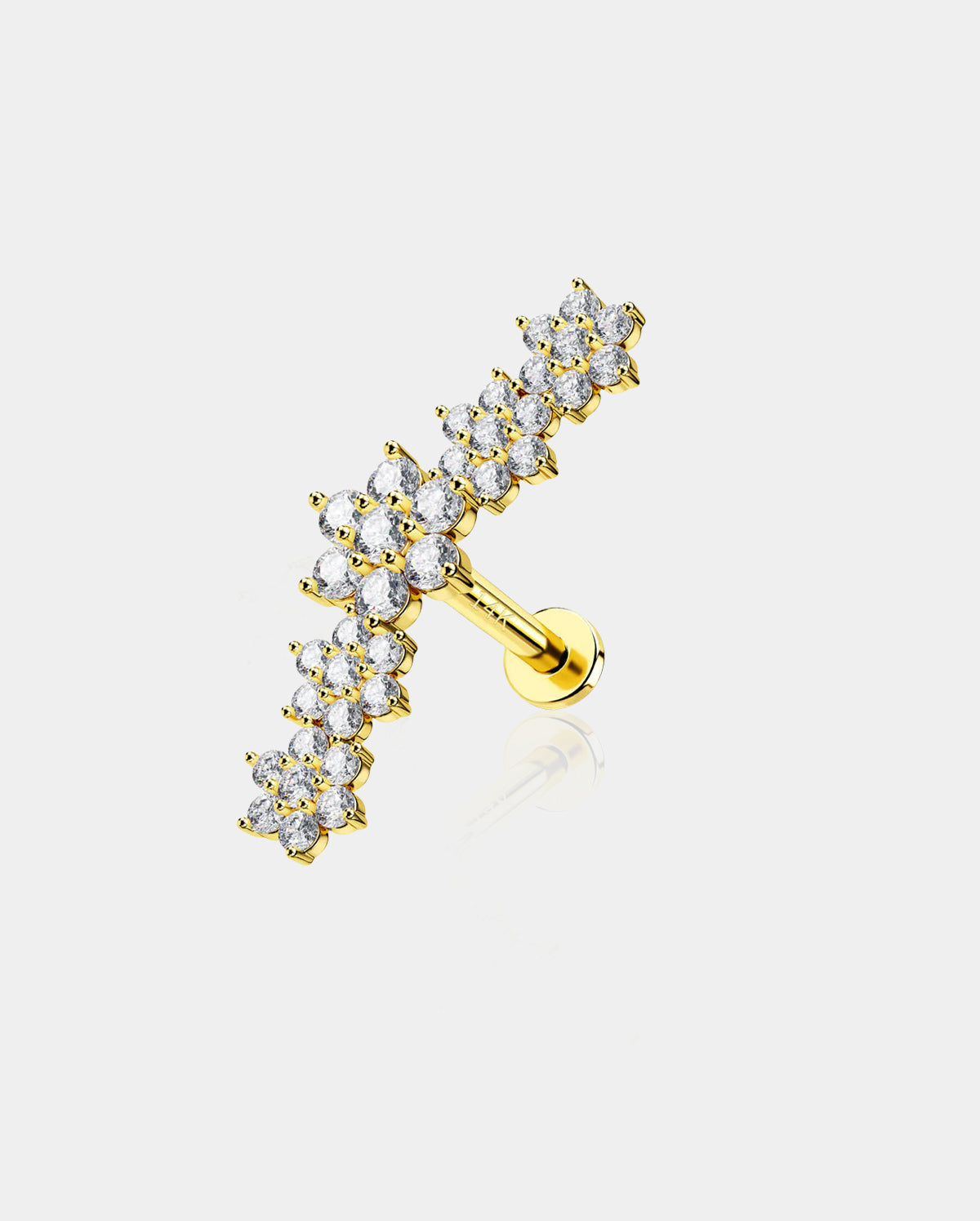 14K Gold Flower Cluster Internally Threaded Cartilage Earring