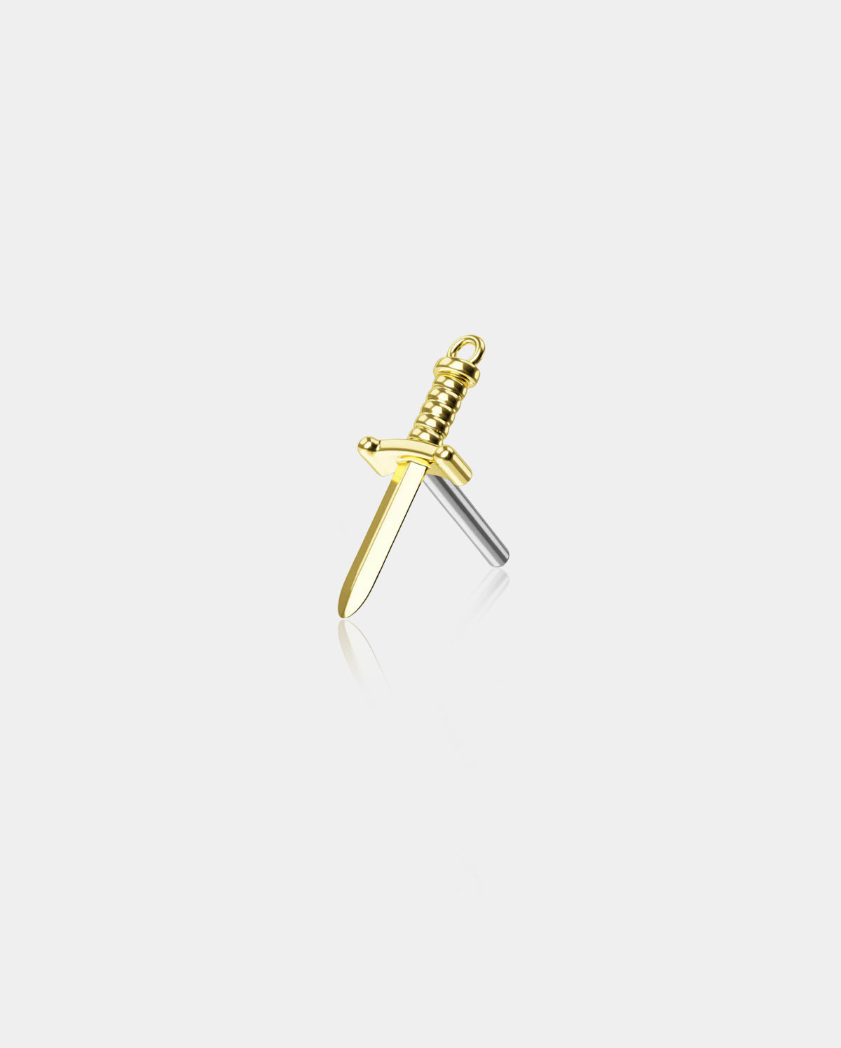 Oufer 14K Gold Dagger Labret Stud Threadless Push In Nose Stud