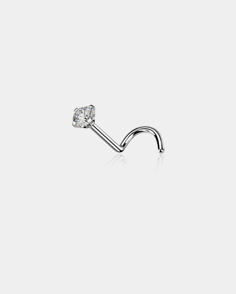 20G Corkscrew Stud 2mm Titanium Threadless Nose Stud