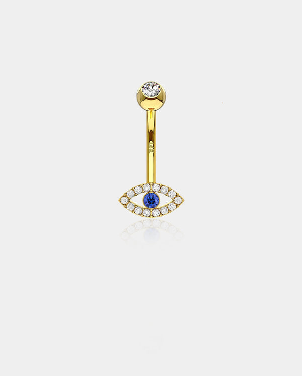 14K Gold Evil Eye Belly Ring