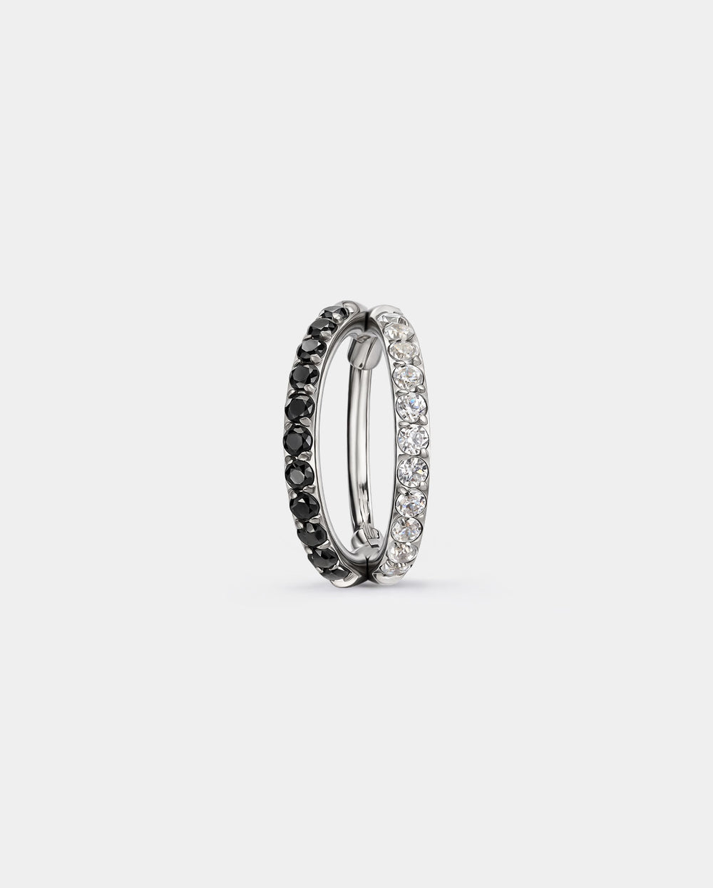 Black & Clear CZ Double Row Nose Ring