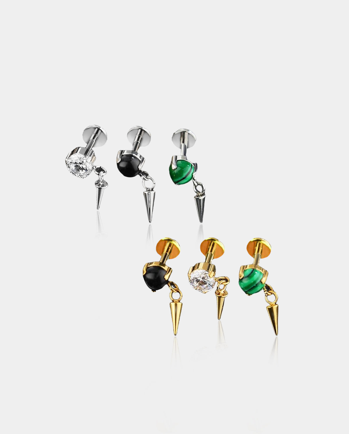 Internally Threaded Spike Helix Piercing Stud Stone Helix Stud