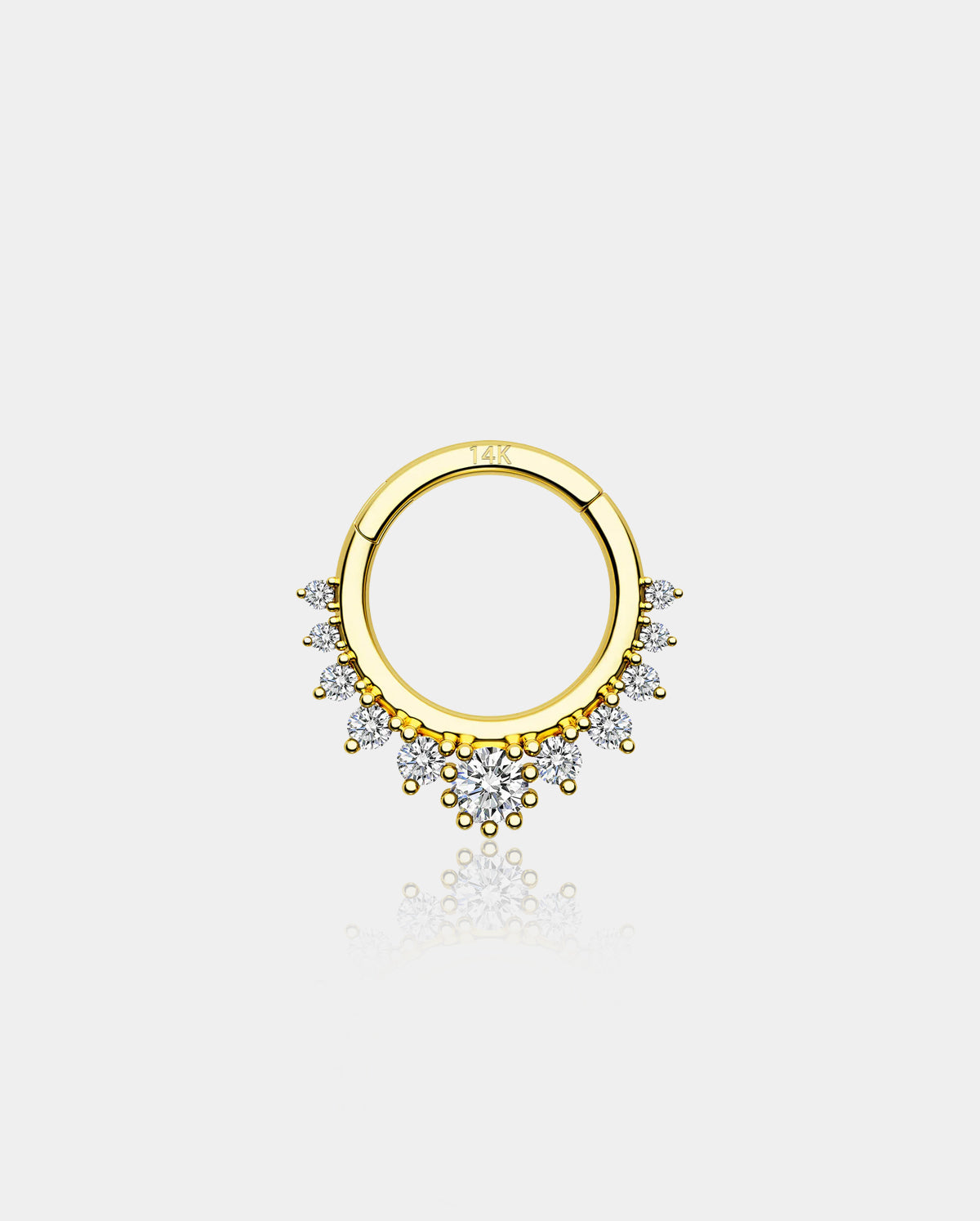 14K Solid Gold Clear CZ Dainty Septum Piercing Jewelry