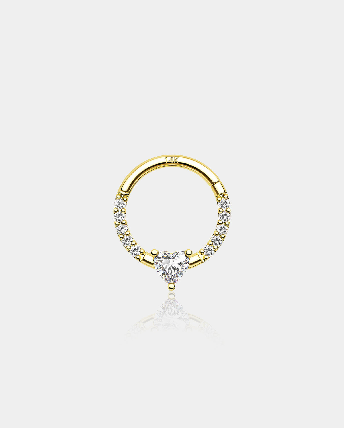 Oufer 14K Solid Gold 16G Heart Septum Ring