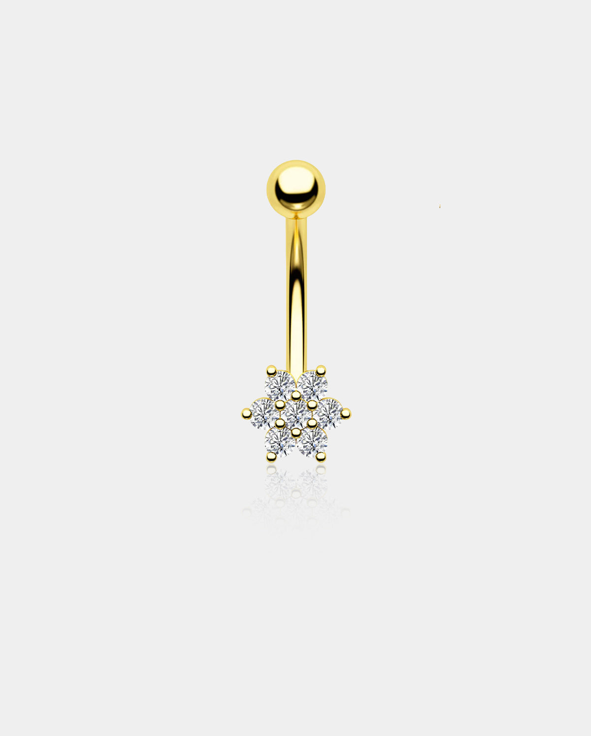 14K Solid Gold Snowflake Belly Button Ring
