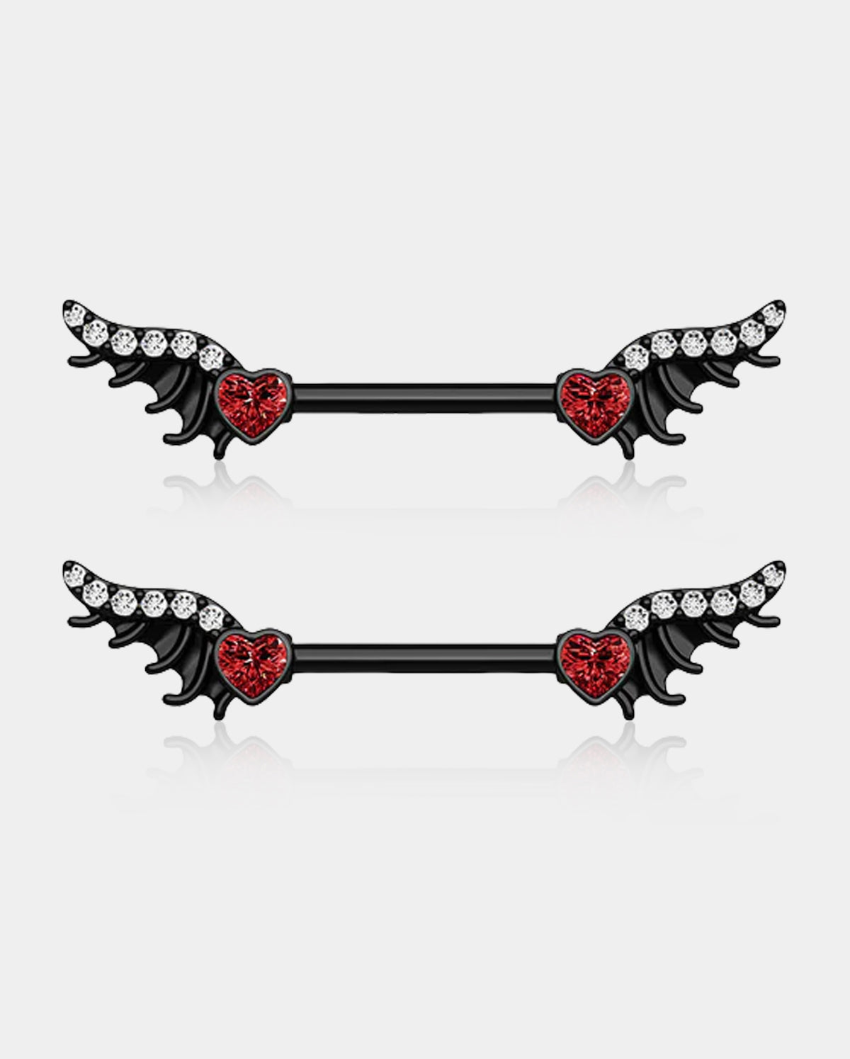 Oufer 2Pcs Red Gem Spiky Wing Nipple Piercing Barbell