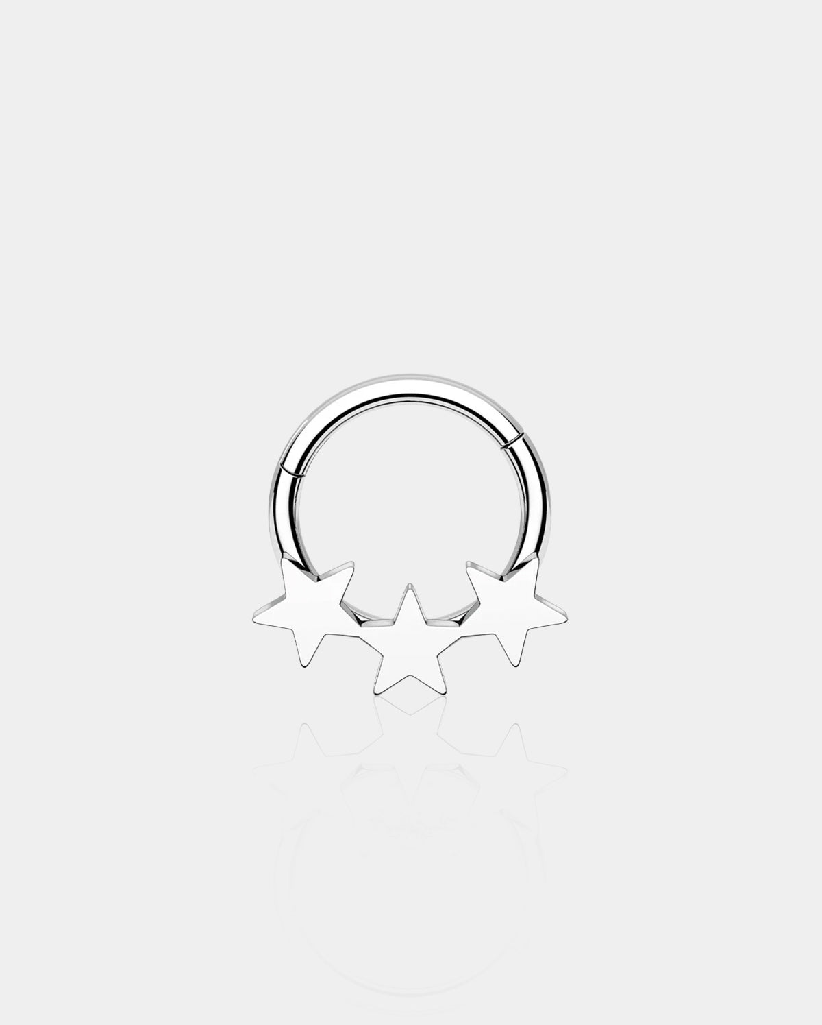 16G Hinged Segment Clicker Triple Star Septum Ring