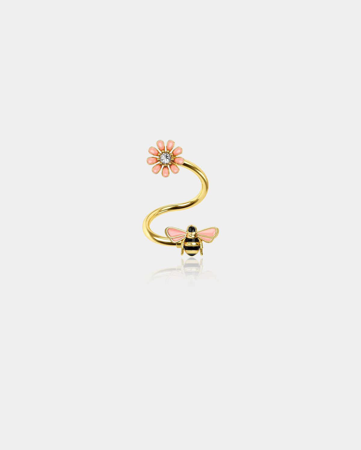 Oufer S Shape Flower and Bee Helix Earring