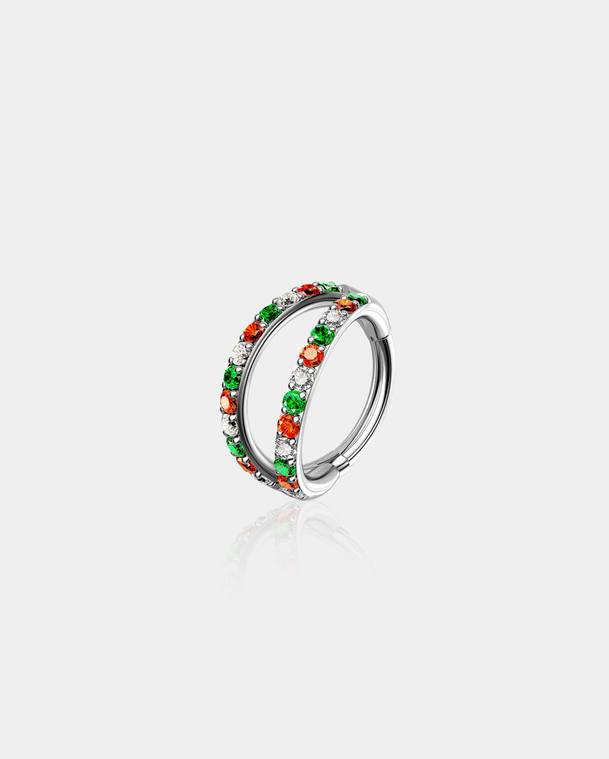 20G Red and Green Double Hoop Christmas Nose Ring