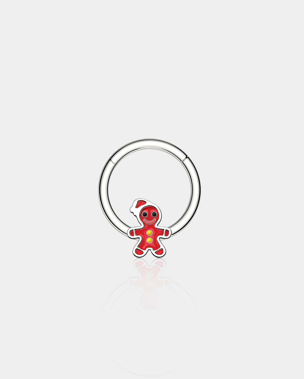 Oufer 16G Red Gingerbread Christmas Septum Ring Daith Earring