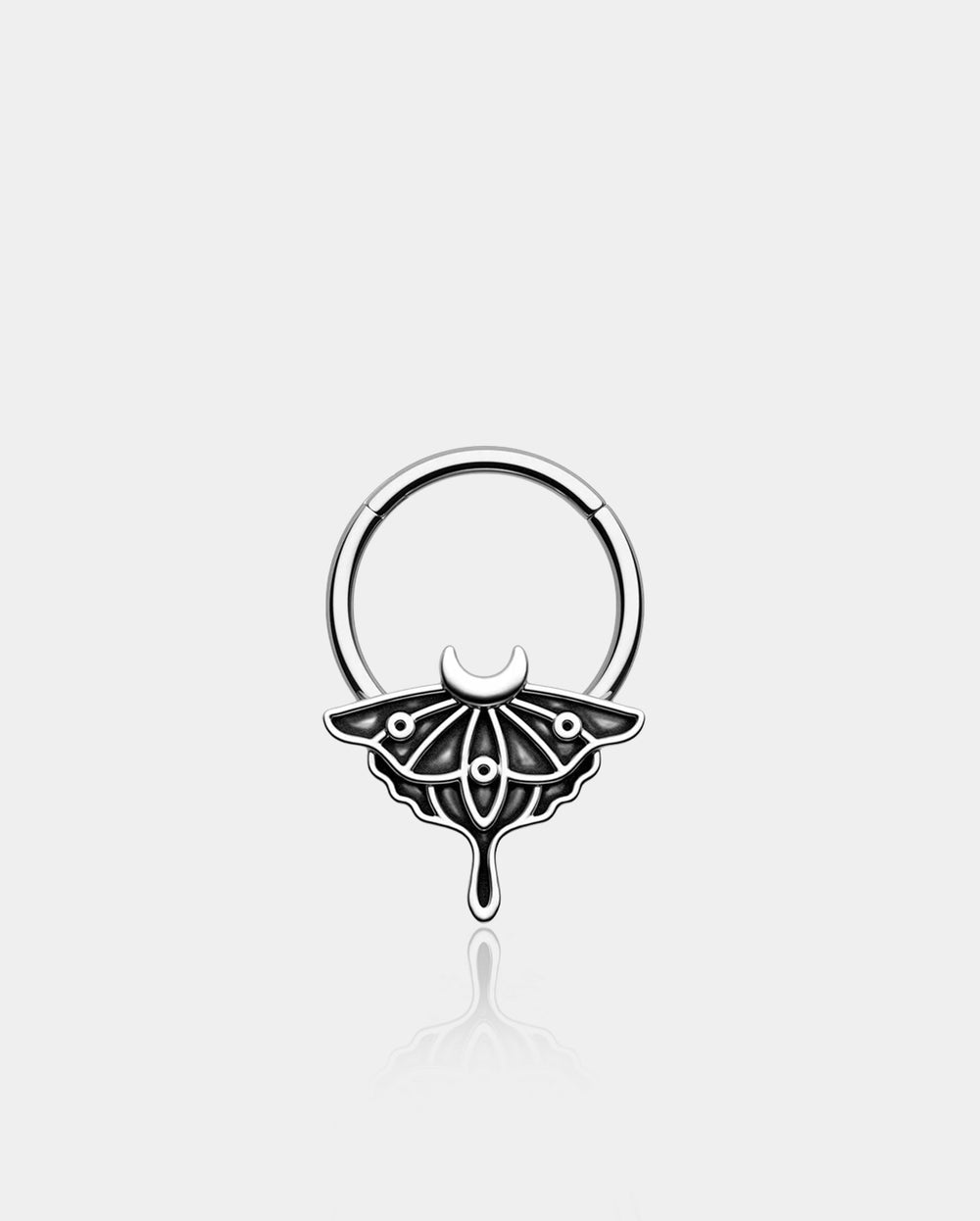 Oufer 16G Hinged Vintage Moon Phase Moth Septum Ring