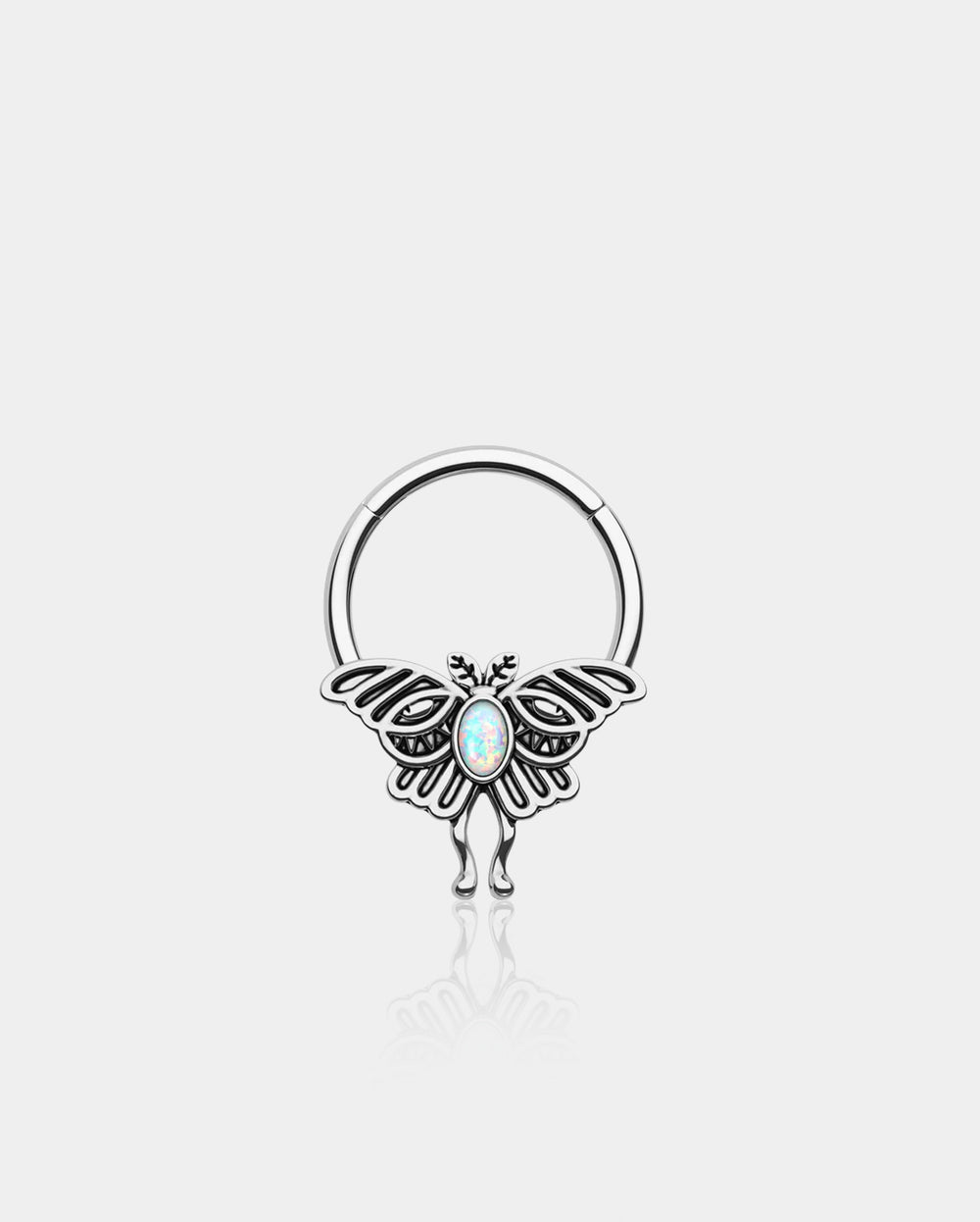 Oufer 16G Opal Vintage Moth Septum Ring Hinged Septum Ring