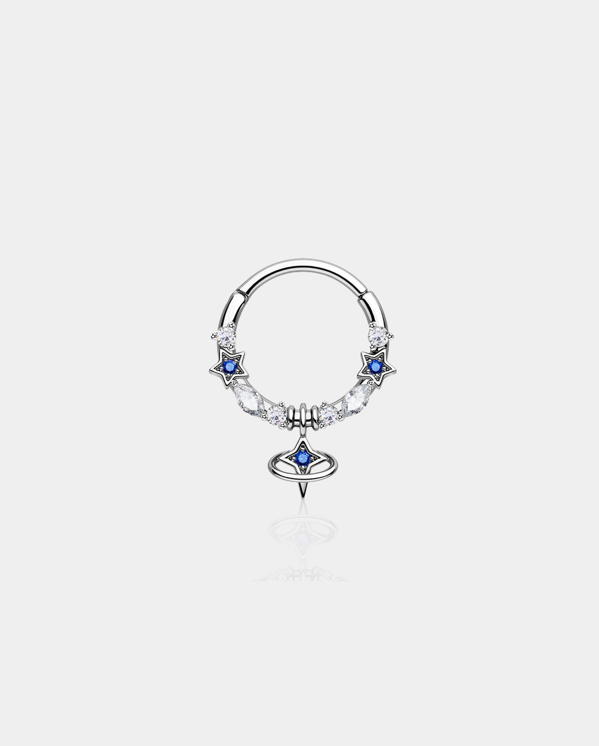 Dangle Blue Star Hinged Segment Septum Ring