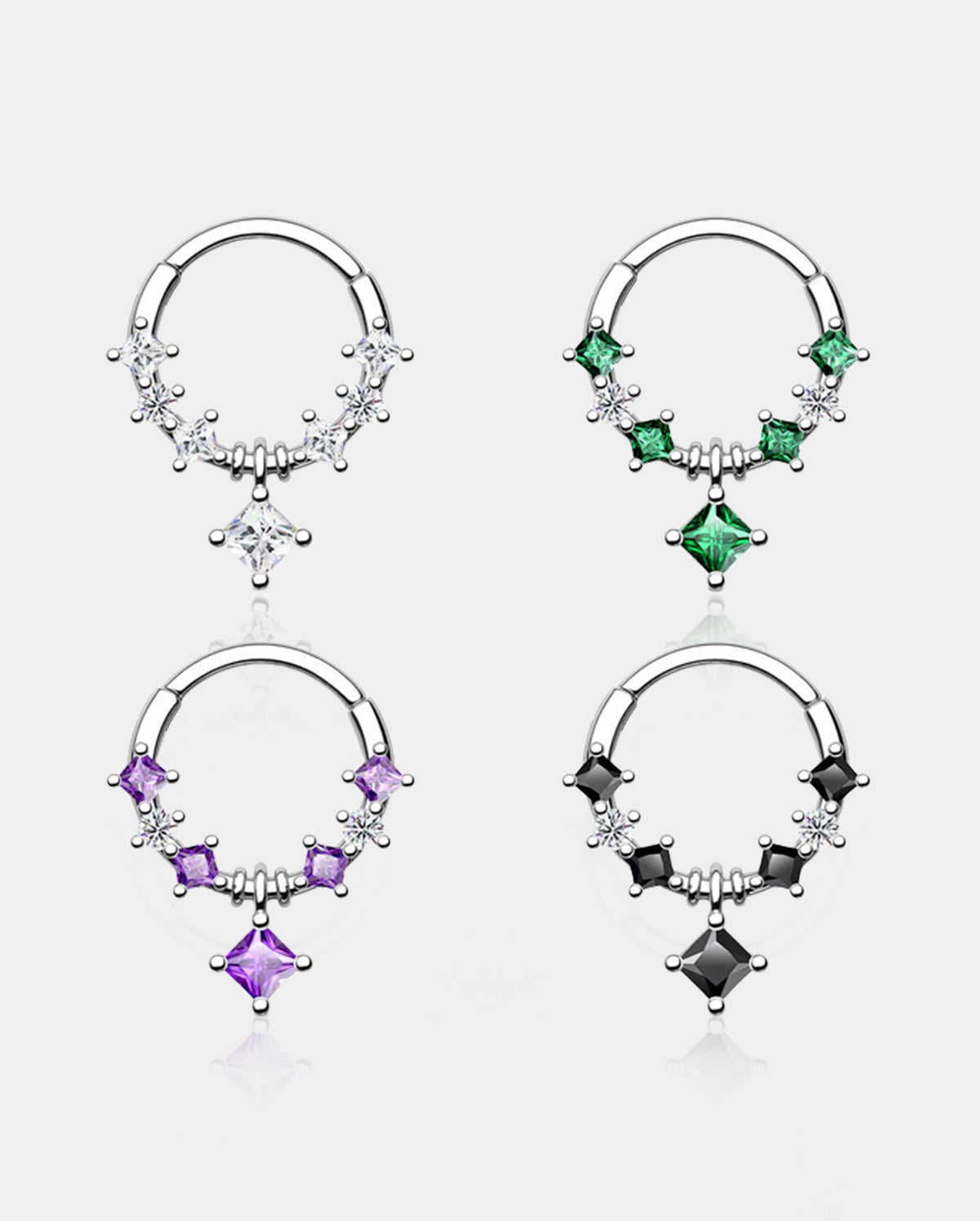 Colorful Dangle Square Gemstone Septum Ring