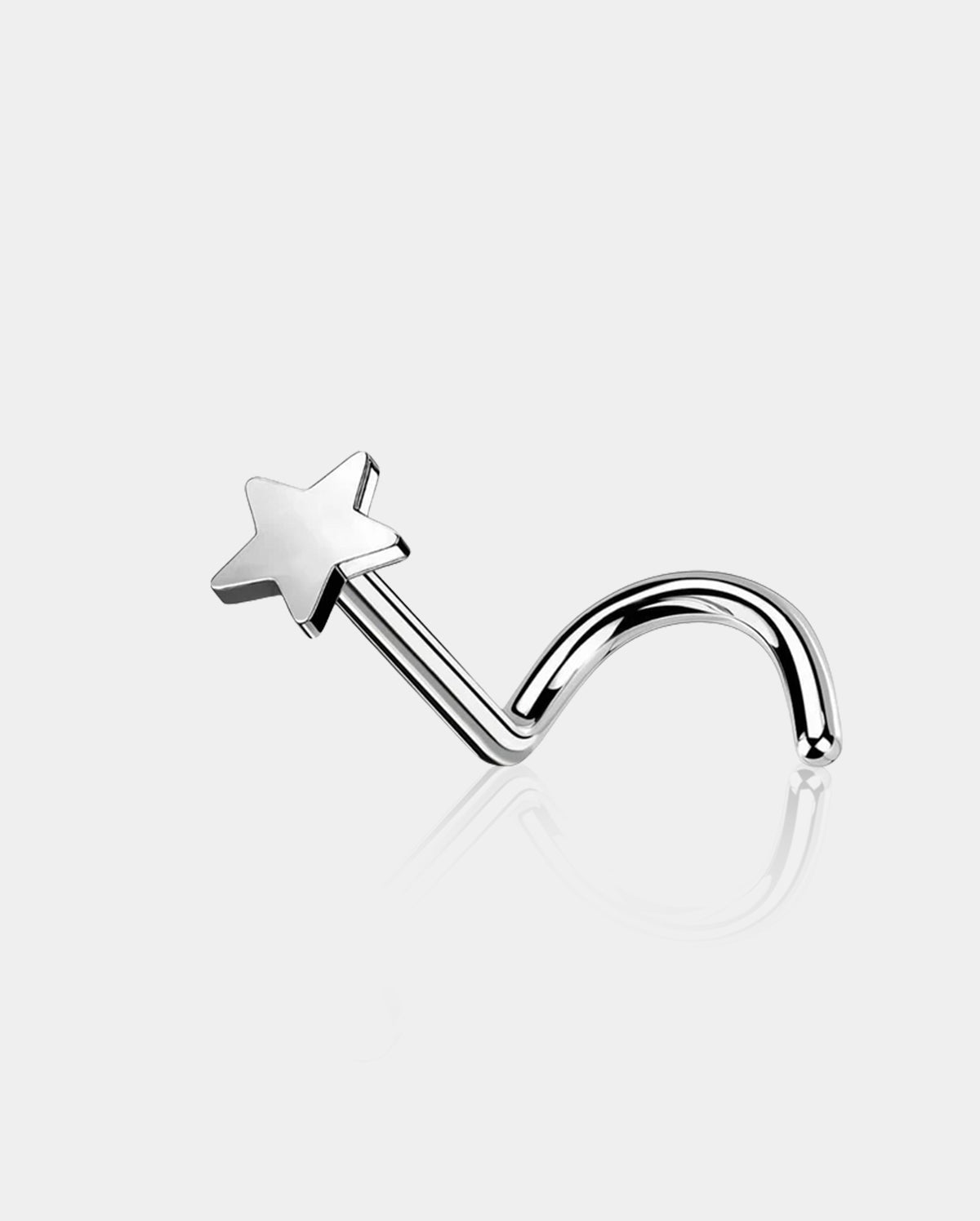 Oufer Star Cork Screw Nose Stud 20G Titanium Push-In Nose Stud