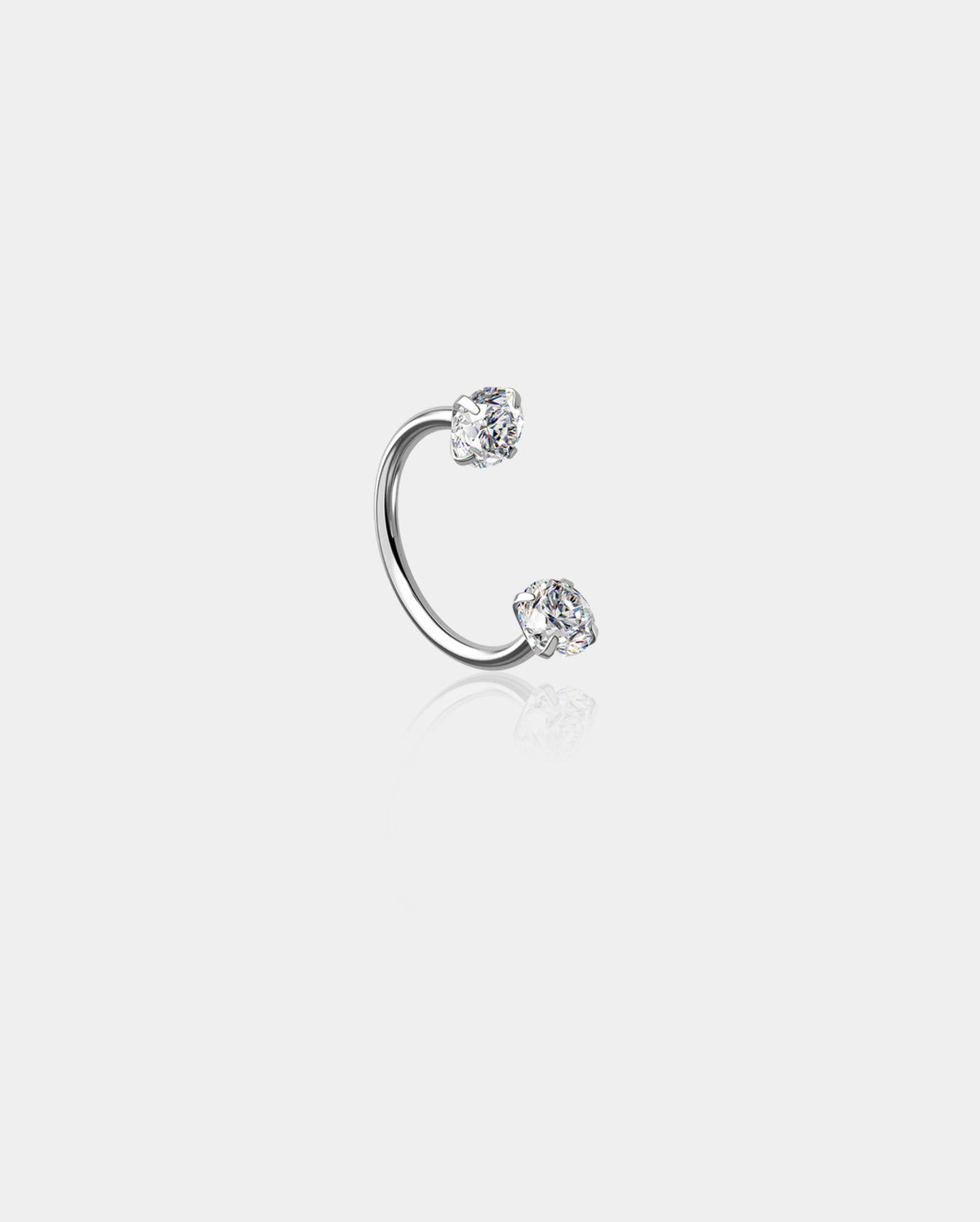 18G Internally Threaded CZ Half Hoop Nose Ring