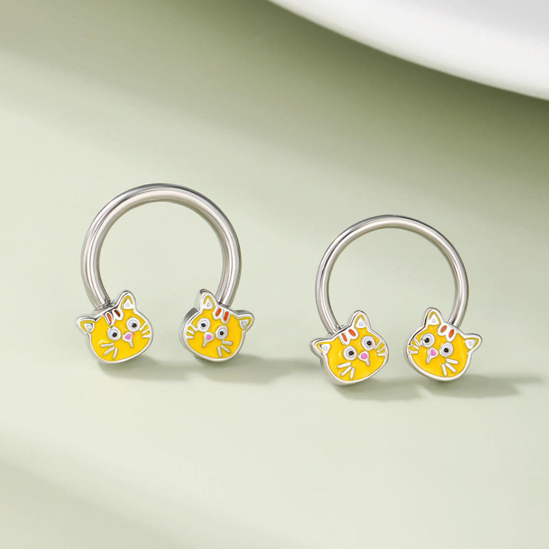 Oufer X Roly Dummy Cat Face Horseshoe Septum Ring