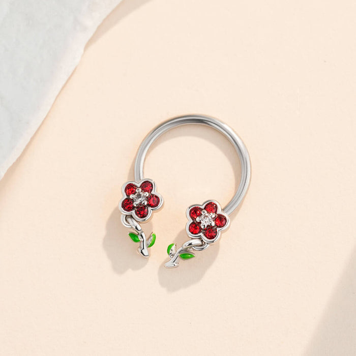 OUFER Red Flower Septum Ring