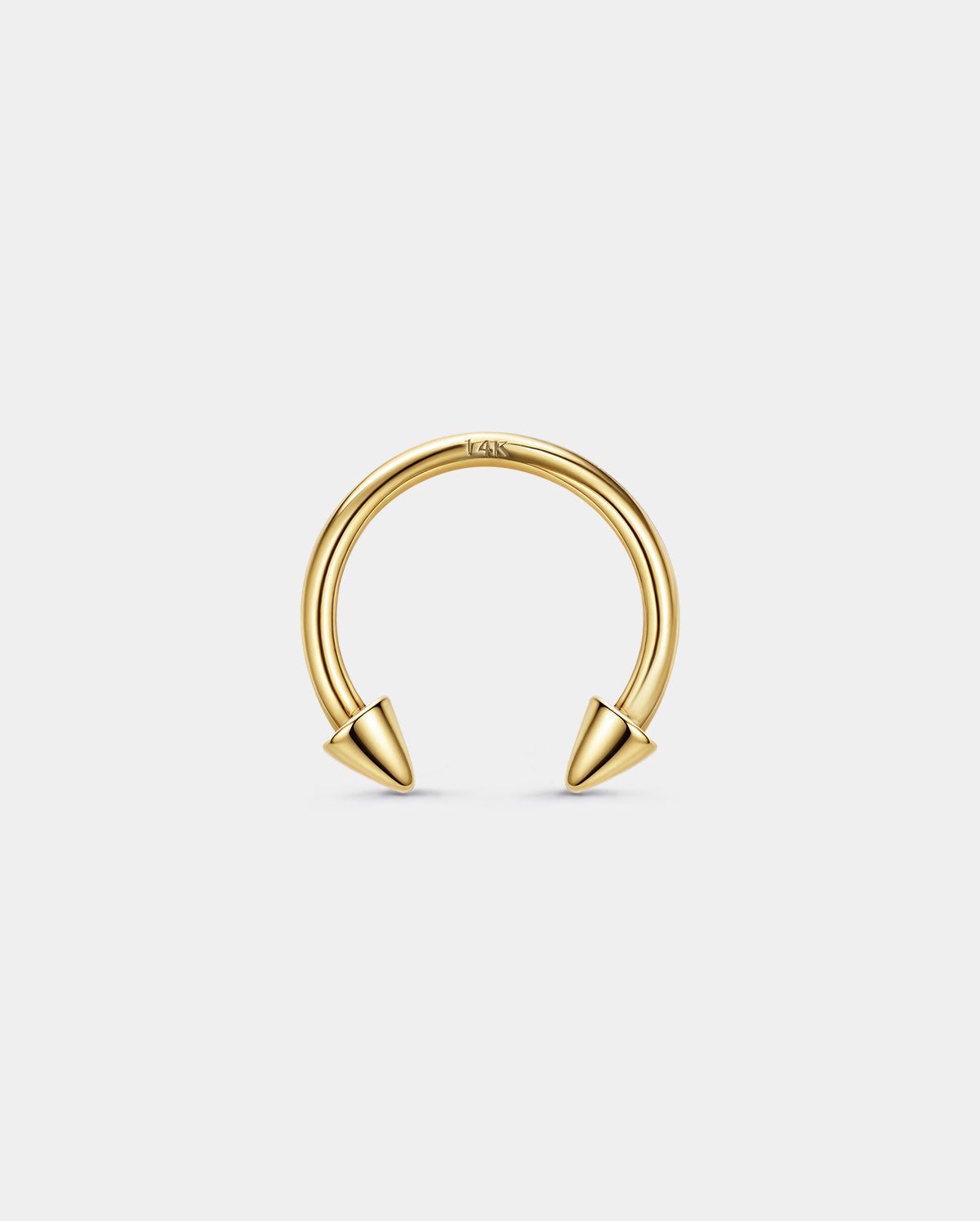 14K Solid Gold Spike Horseshoe Internally Threaded Septum Ring