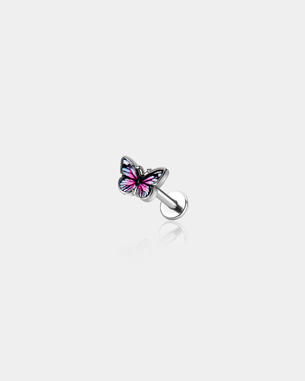 OUFER Pink Butterfly Internally Threaded Helix Stud