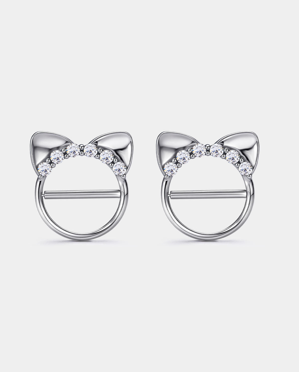 2PCS CZ Cute Cat Clicker Nipple Rings