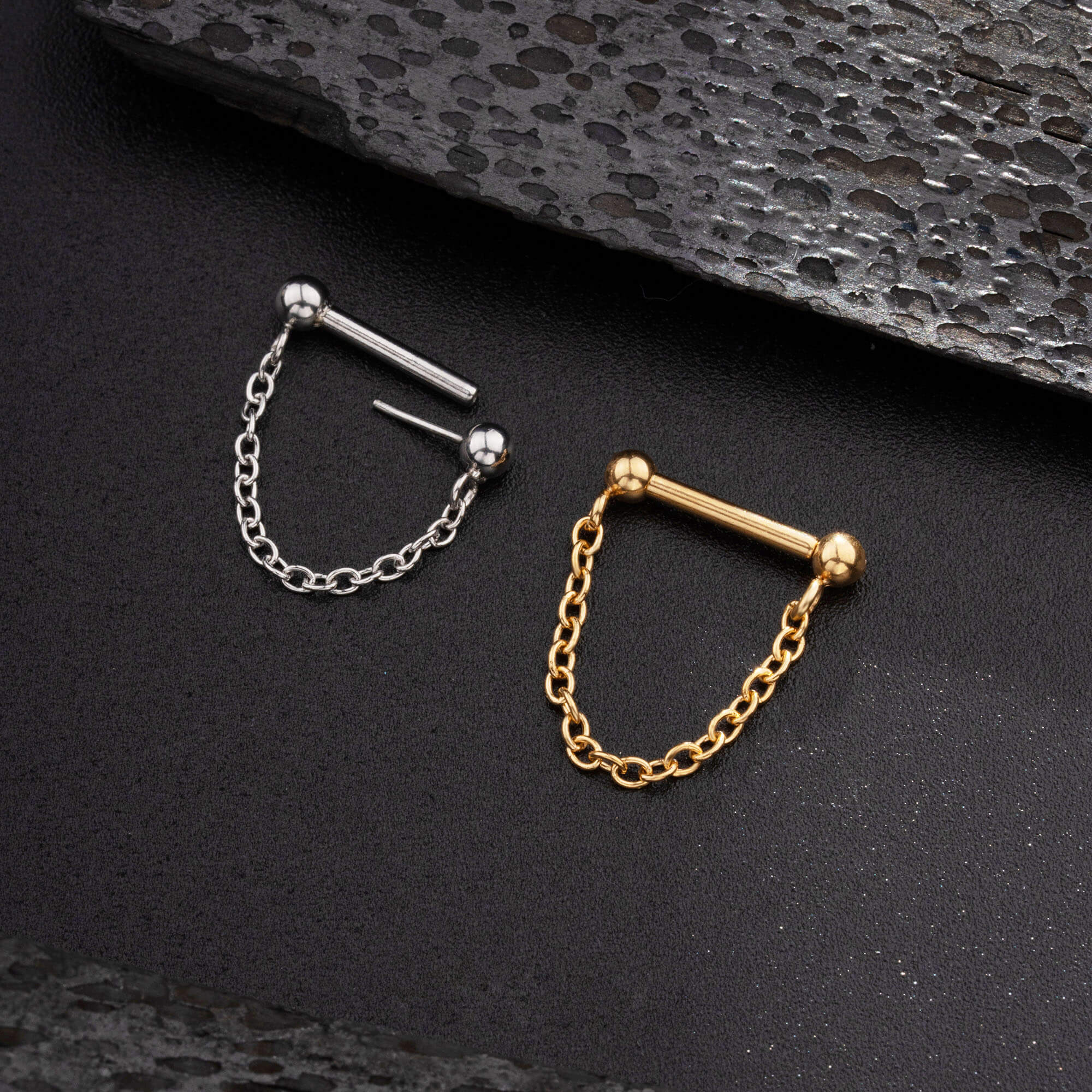 16G Threadless Push Pin Chain Septum Ring