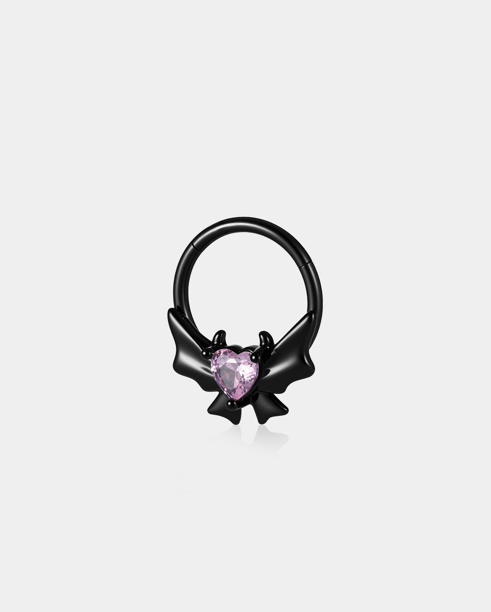 OUFER Black Bow Pink Heart Daith Septum Ring
