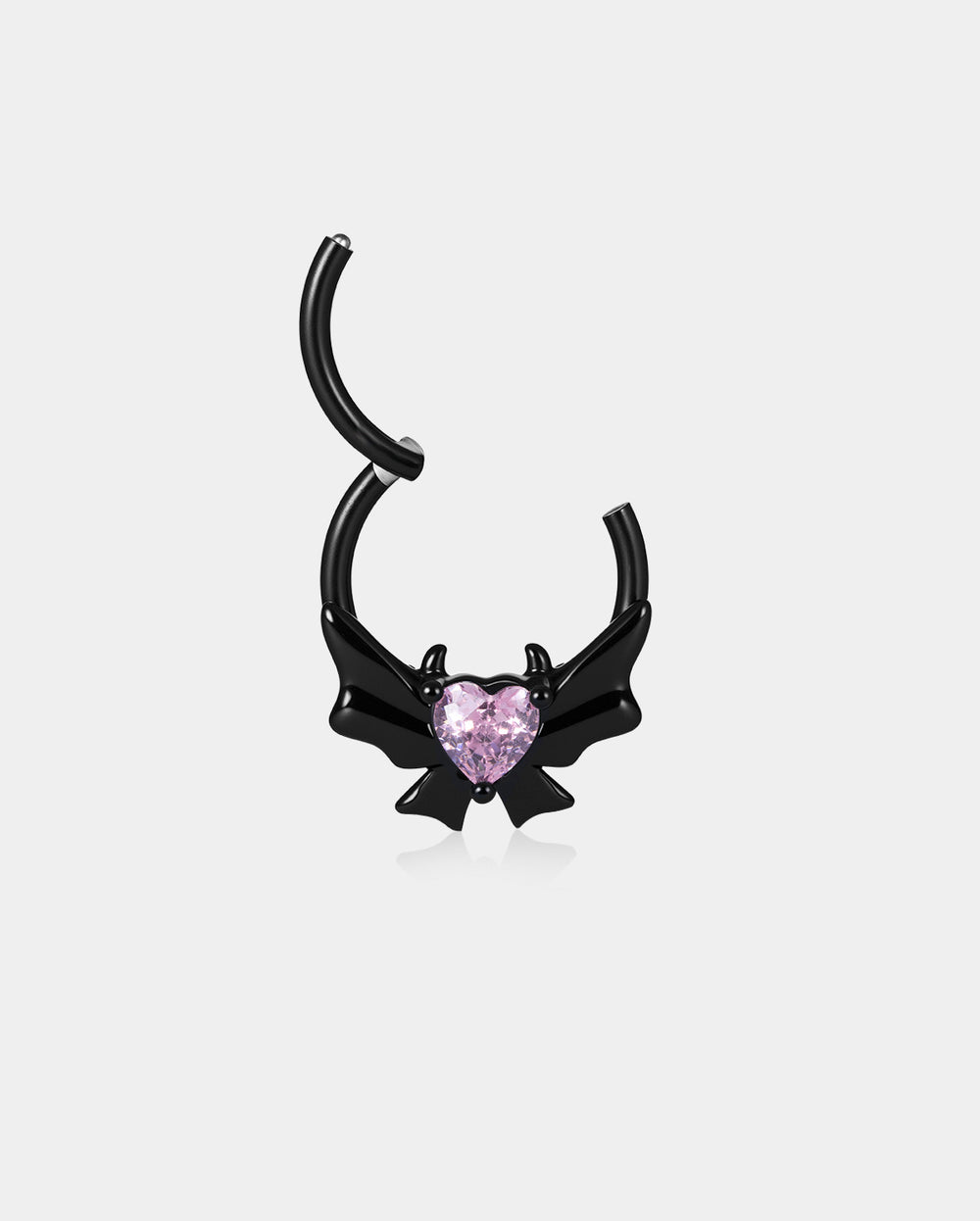 OUFER Black Bow Pink Heart Daith Septum Ring