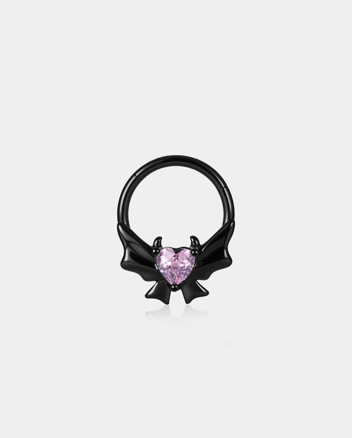 OUFER Black Bow Pink Heart Daith Septum Ring