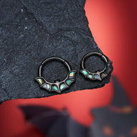 Abalone Bat Septum Ring Black Hinged Septum Clicker