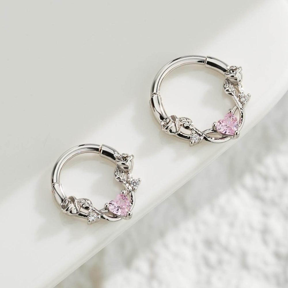 Oufer 16G Rose Septum Ring Hinged Segment Septum Jewelry