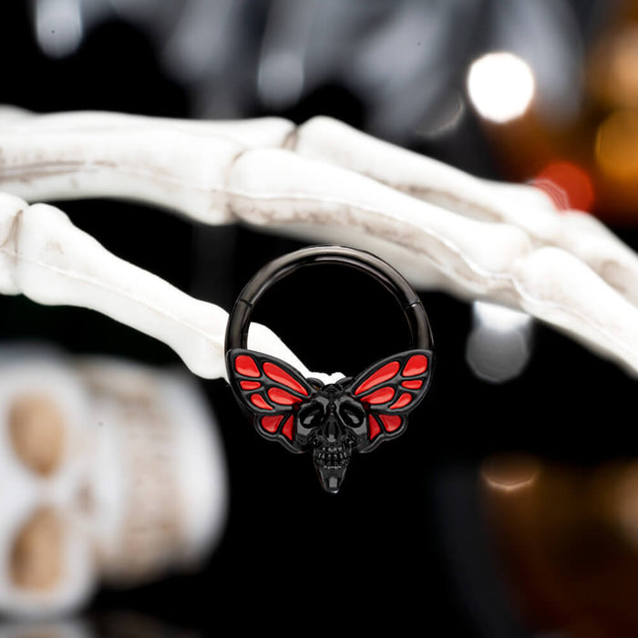 Oufer 16G Skull Moth Septum Ring Hinged Segment Hoop