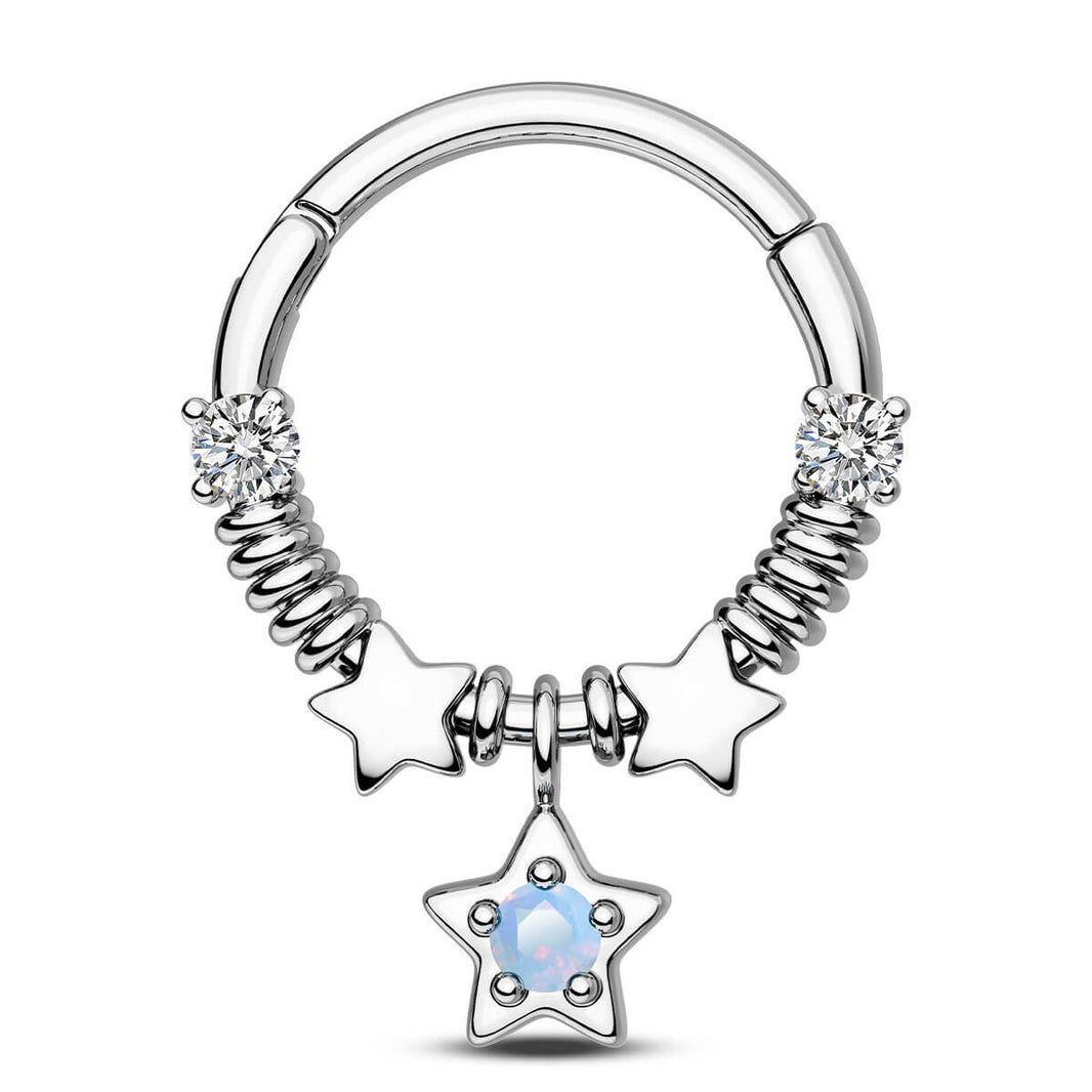 OUFER 16G Double Hoop Triangle Septum Ring Hinged Septum Clicker ...