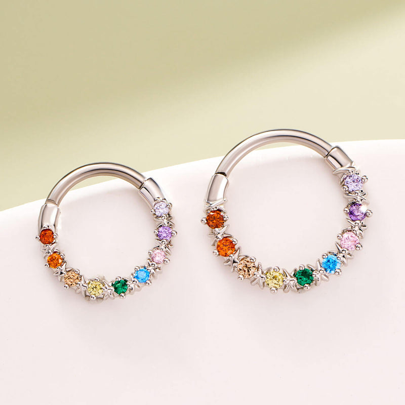 Pretty Septum Rings 16G Colorful Hinged Septum Ring