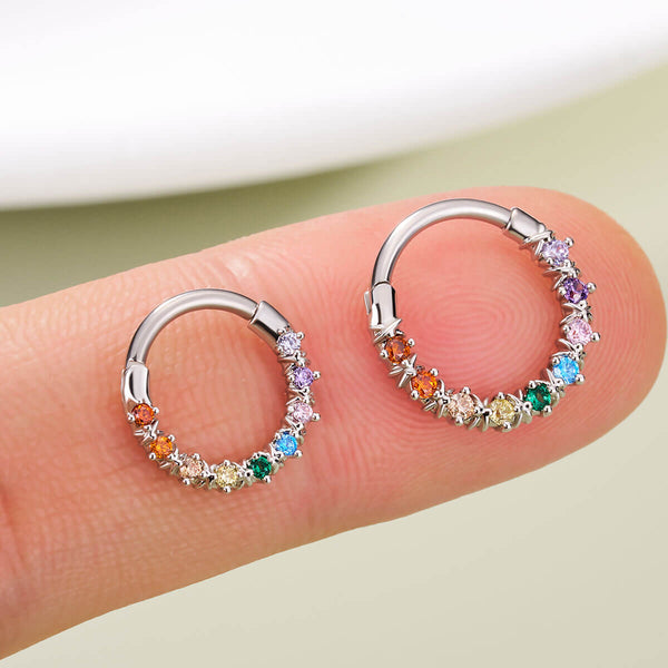 Pretty Septum Rings 16G Colorful Hinged Septum Ring