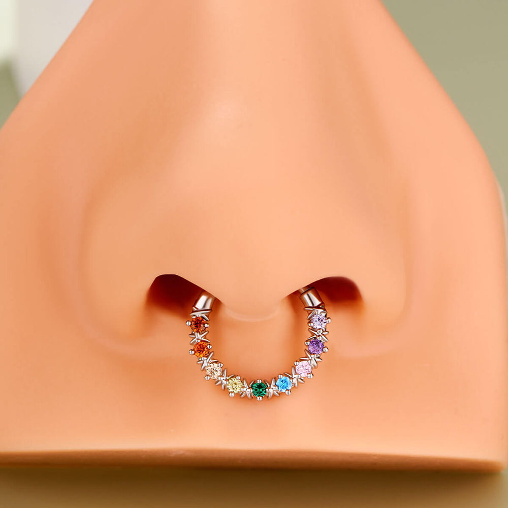 Pretty Septum Rings 16G Colorful Hinged Septum Ring