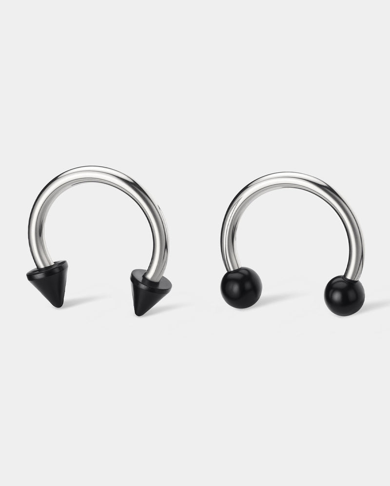 OUFER 16G Black Septum Ring Titanium Internally Threaded CBR Set
